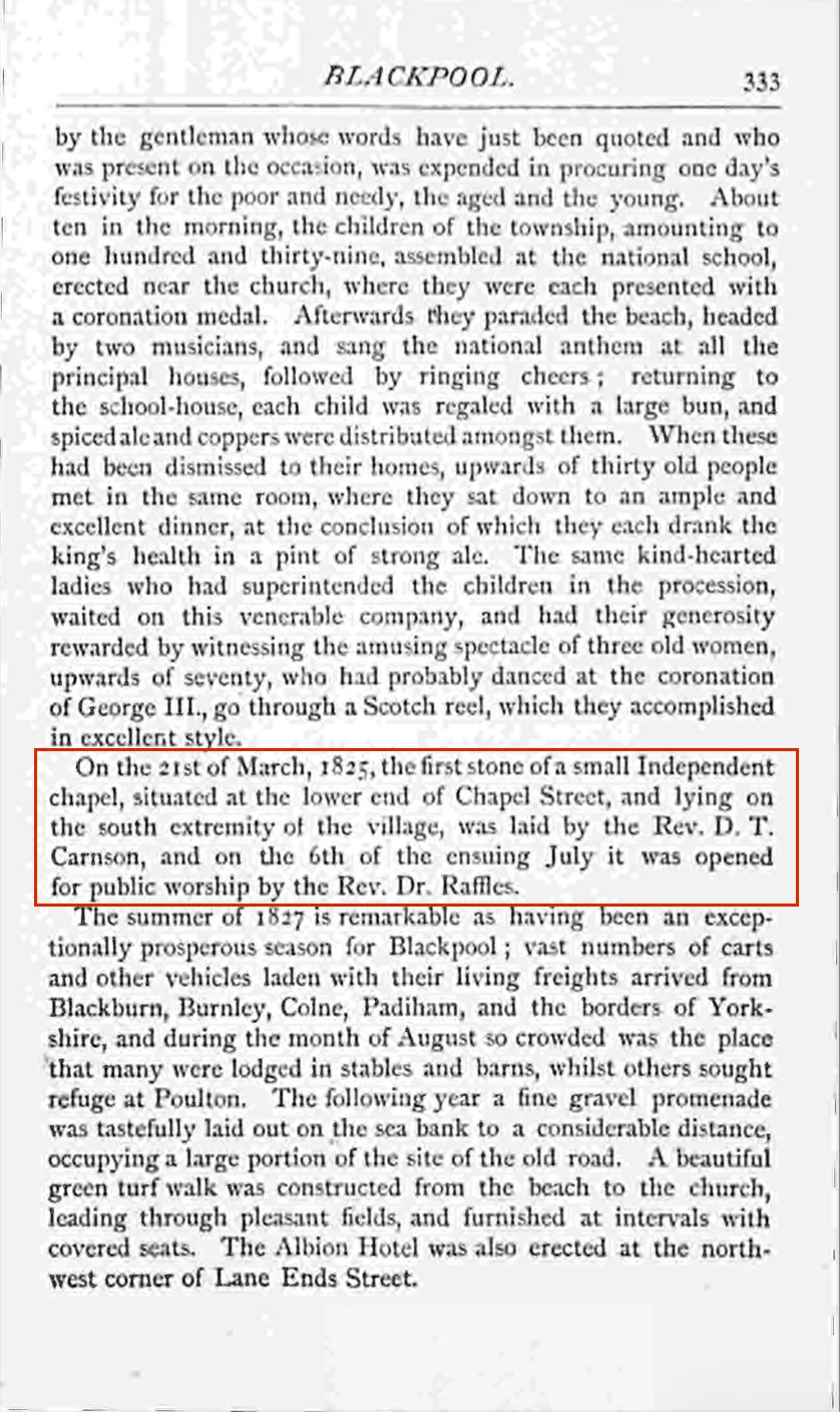 Blackpool Methodists - 1876 History of the Fylde by John Porter - View ...