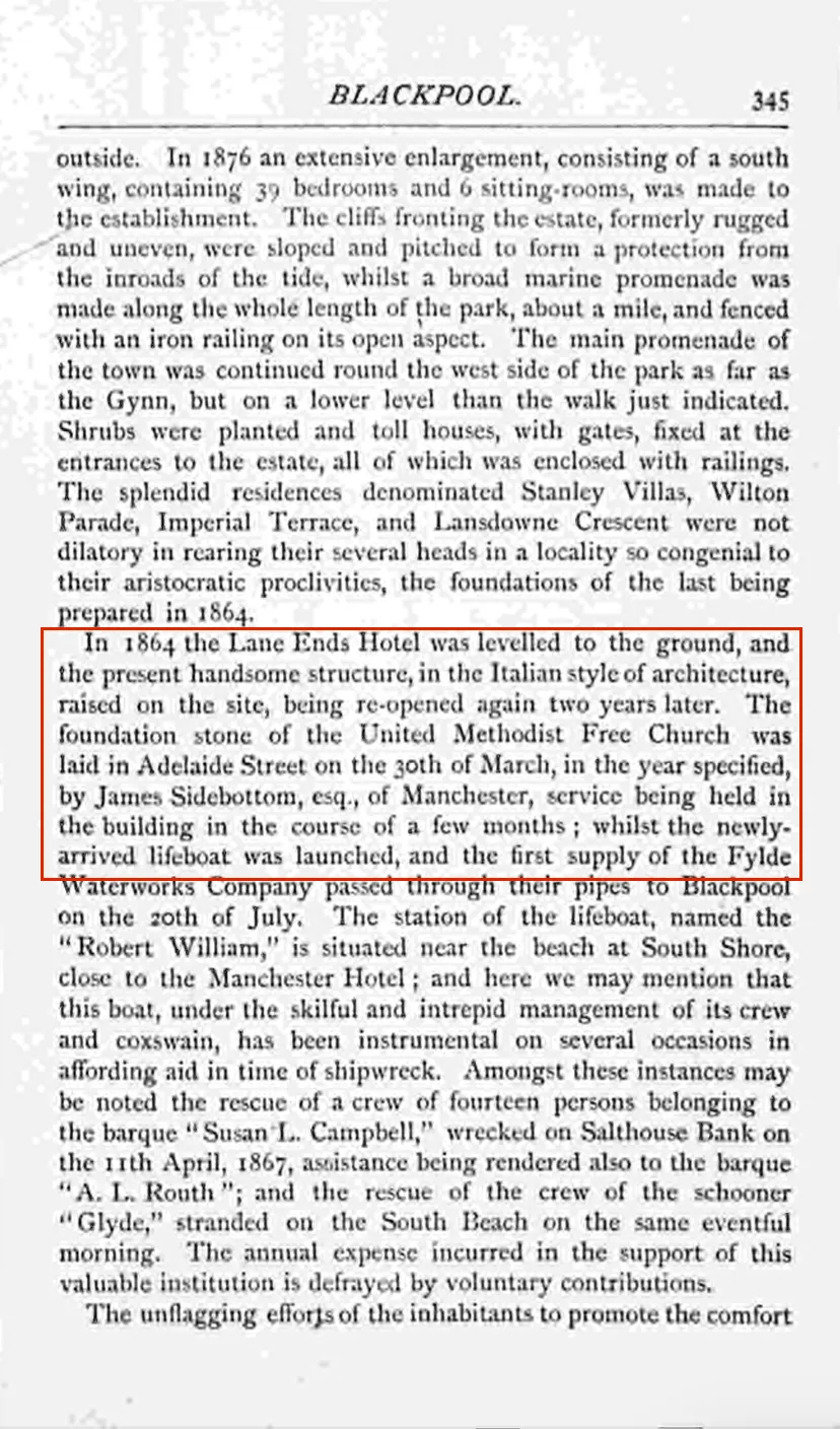 Blackpool Methodists - 1876 History of the Fylde by John Porter - View ...